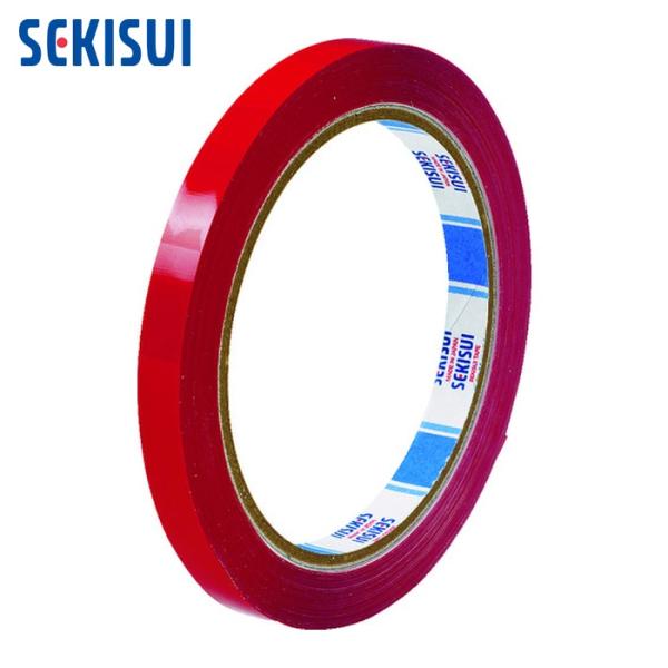 積水 バッグシーラー用テープ|特長:PETフィルム製で耐久性に優れていますので水気のある商品の封かんに最適です。 耐荷重性に優れているのでシール後ズレやゆるみがありません。 ご使用には専用封かん機バッグシーラーNo。