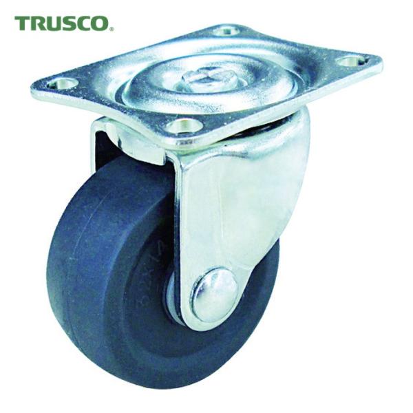 TRUSCO プレート式エラストマーキャスター|特長:標準的な小型キャスターで、最小サイズから取りそろえています。