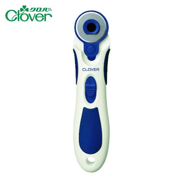 CLOVER ロータリーカッター|特長:斜めに開くカバーで切れる範囲が広く、刃の回転の軽さ調節ができます。 刃をはずし、保護カバーを反転するだけで右手用、左手用になります。 使いやすさと機能性を追求したロータリーカッターです。