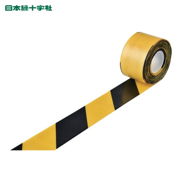 緑十字 ラインテープ|特長:厚みのあるPVC基材の両端部にはテーパー構造を採用しており、剥がれにくく、破れにくい、耐久性に優れたフロア用ラインテープです。