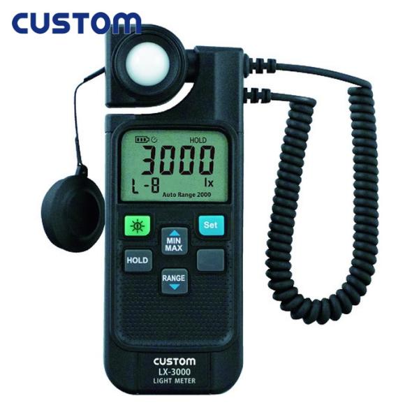 CUSTOM 照度計|特長:照度センサーの角度調整や取り外しが可能です。 白色光源のほかに、LED、蛍光灯を想定した照度設定ができます。