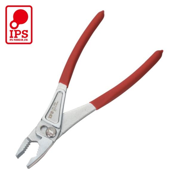 IPS プライヤー|特長:メーカー従来品の最大25%軽量化を実現し、長時間作業の負担を軽減します。 ダイヤ型形状の歯部でパイプ、ナット類、板物を少ない力でガッチリつかみます。 突出が少ないフラット設計により狭所作業で抜群の機動性を発揮します。
