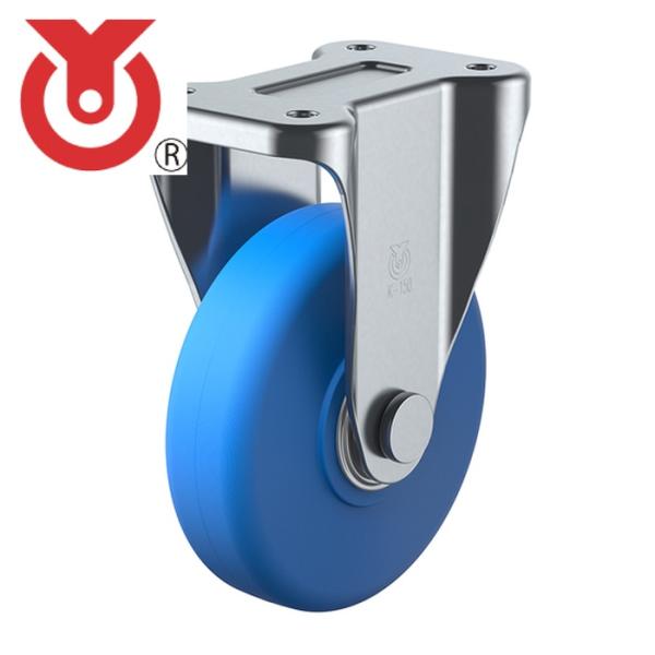 ユーエイ プレート式ナイロンキャスター|特長:耐磨耗性に優れており、主に重量物運搬台車、その他一般産業用に数多く使用されています。
