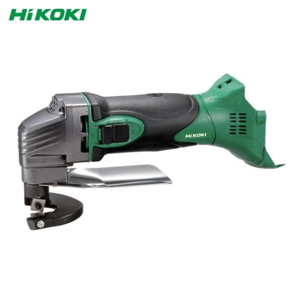 HiKOKI 板金用切断機|特長:コードレスで取り回しが良く、薄鋼板や薄ステンレス板の切断作業が楽です。 4Vと18Vリチウムイオン電池がどちらでも使用可能です。 急速充電器UC18YDL形付属です。