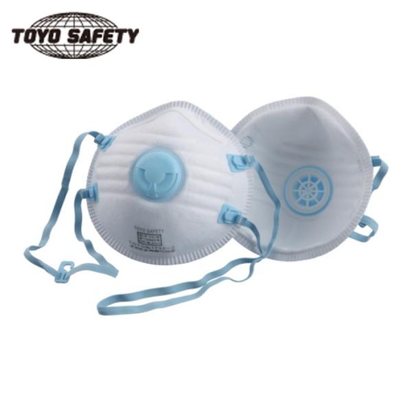 トーヨーセーフティ 使い捨て式防じんマスク(DS2国家検定合格品)|特長:接顔面が顔に沿った3次元曲線により、フィット感抜群です。