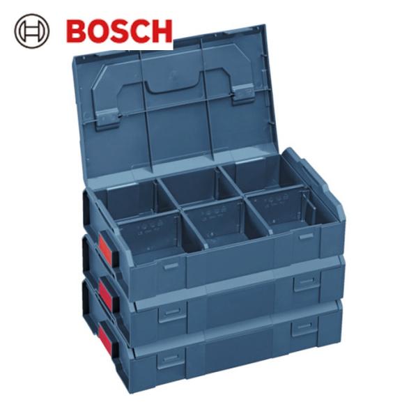 ボッシュ システムボックス|特長:L・BOXXと同じデザインのミニタイプです。 L・BOXX同様、連結して積み重ねることが可能です。 脱着可能な仕切板で内部を6室に分けることが可能です。