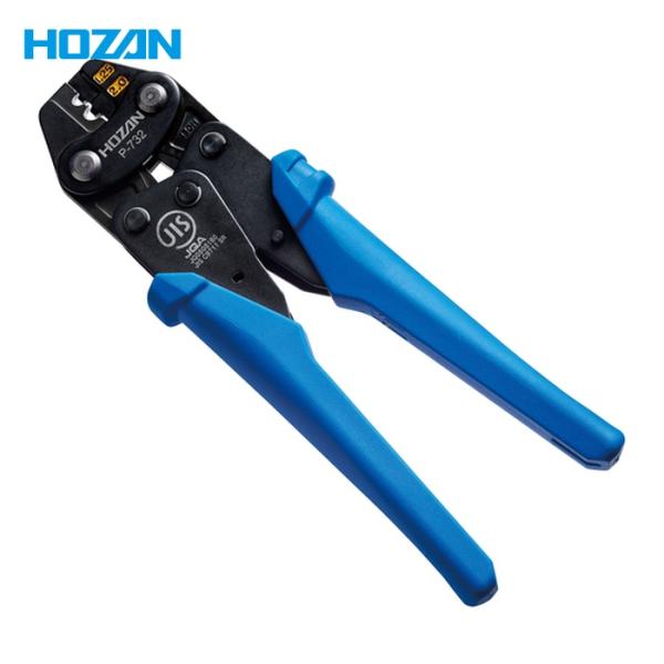 HOZAN 手動圧着工具|特長:トグル機構により、単位ストローク当たりの所要握力をおさえ、優しい操作性を実現しました。 端子を完全に圧着するまでハンドルがもどらない成形確認機構付です。 ハンドルの最大開き幅が110mmとコンパクトなので片手...