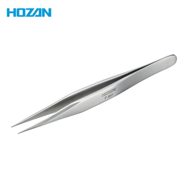 HOZAN ステンレス製ピンセット|特長:精密加工技術により先端がぴったり合います。 厚肉型です。