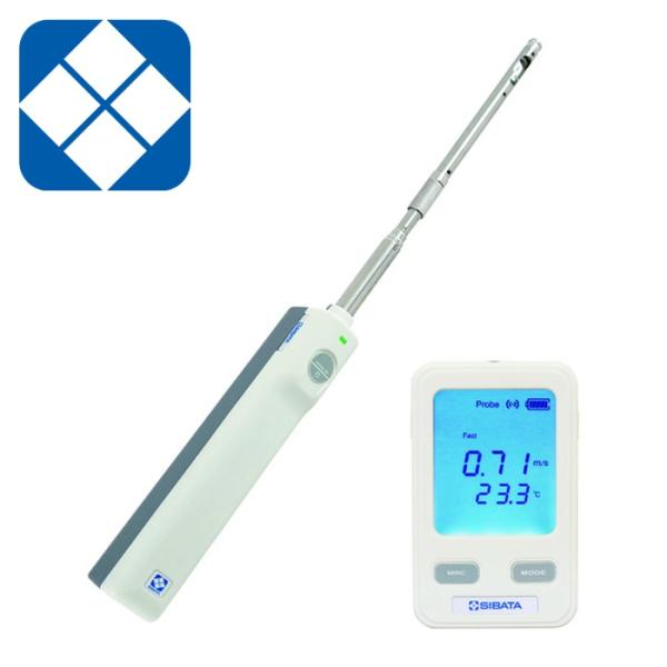 SIBATA 風速計|特長:Bluetooth通信により表示部とプローブをワイヤレスで使用できます。 目盛付きのI・L型伸縮プローブ。 プローブ側にも操作ボタンがあり、計測値のホールドや計測の開始/停止などの基本操作を行うことが出来ます。