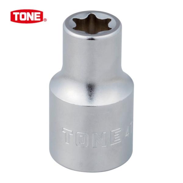 TONE ヘックスローブソケット|特長:E型トルクス[[R下]]ソケットです。 自動車整備に最適です。
