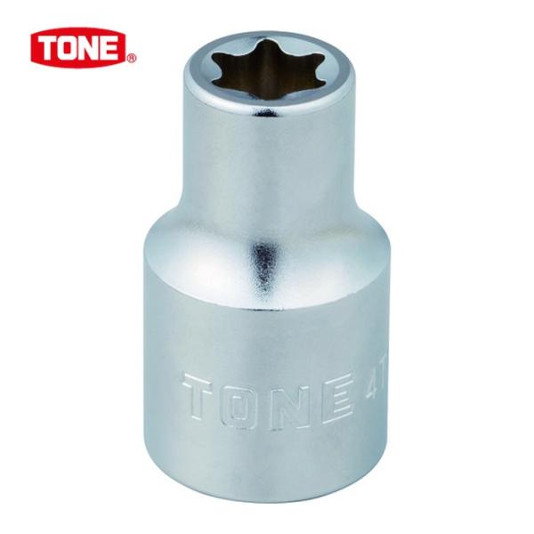 TONE ヘックスローブソケット|特長:E型トルクス[[R下]]ソケットです。 自動車整備に最適です。
