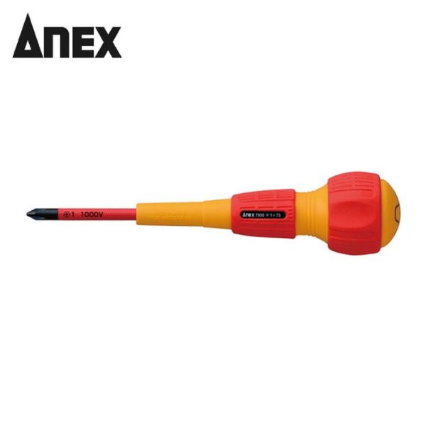 アネックス 絶縁ドライバー|特長:狭い個所に便利なスリム先端です。 マグネット付です。 先端部は金属軸を削り込んだことにより適度なトーション効果(ねじれ)が生まれ、ねじ締め付けの際の過剰トルクを吸収することで、カムアウトと呼ばれるドライバー...