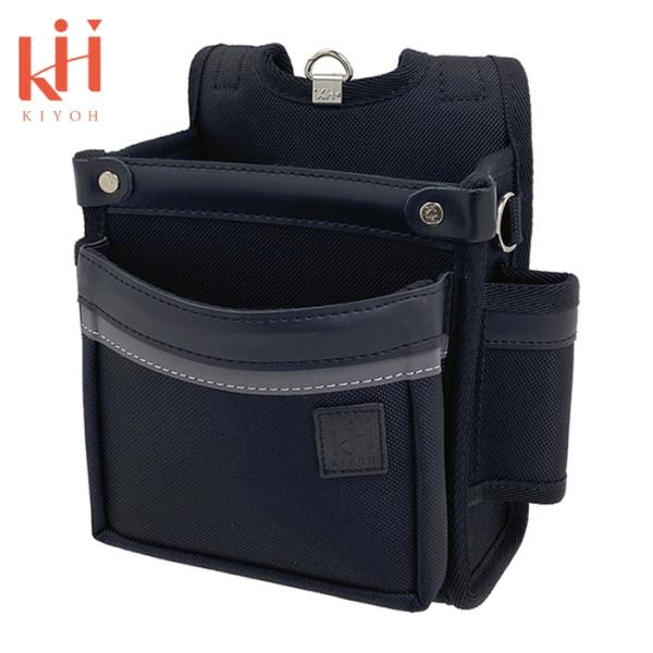 KH 腰袋|特長:摩耗や釘の突き抜けに強い高密度1680デニール100%ナイロンを使用しています。 反射テープ付きで視認性バツグンです。 ポケットの縁に反しが無く指を痛めない仕様です。