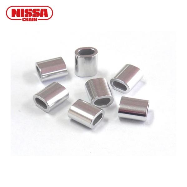 ニッサチェイン チェーン用パーツ|特長:市販の電工ペンチ、圧着工具でカシめる金具です。