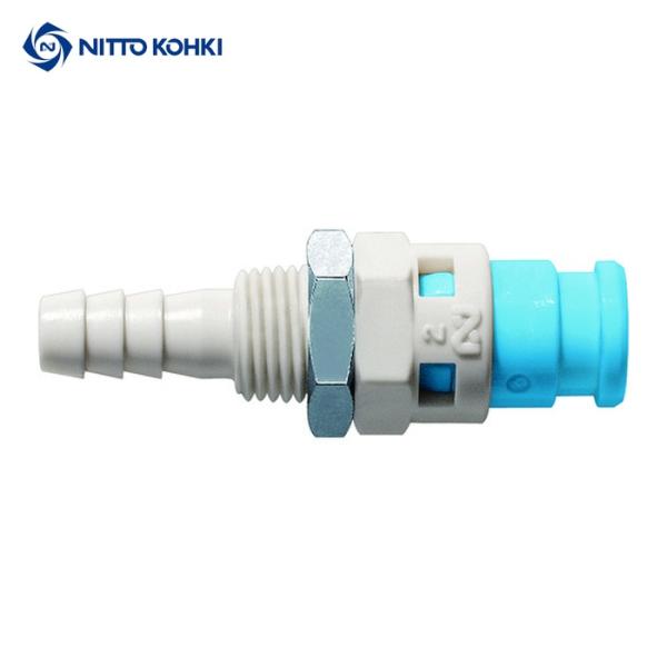 日東 金属カップリング(おねじ取付)|特長:5色のカラーバリエーションで配管の接続ミスを防止します。 5色のカラーバリエーションで、配管の接続ミスを防止。 樹脂製なので超軽量。