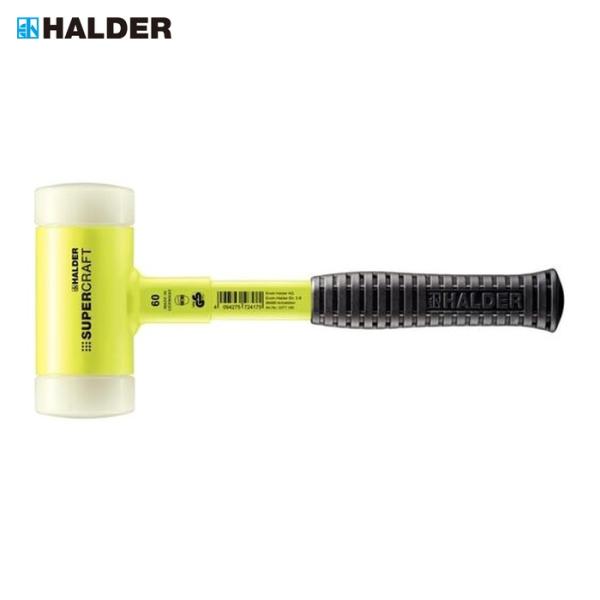 HALDER ショックレスハンマー|特長:実感のできる無反動感で手首の負担が軽減されるとともに、打撃力が全て対象物に伝わるので疲れません。 ヘッドは堅牢なナイロン製で割れにくく交換も簡単です。 手によくなじむゴムのグリップがついたスティール...