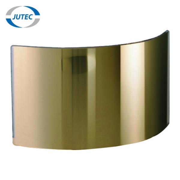 JUTEC 耐熱保護具|特長:JUTEC製耐熱フード用のガラスバイザーです。 耐熱性能が非常に優れています。 ゴールドコーティングにより、直視すると目を傷める可能性のある1000°C以上の熱源から目を保護します。