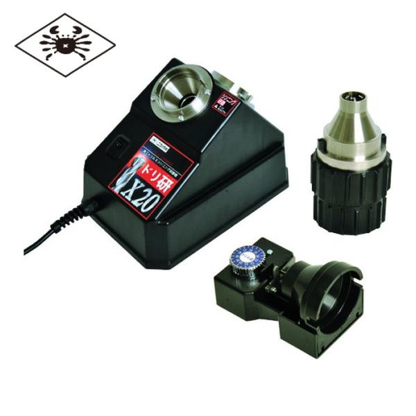 ニシガキ ドリル研磨機|特長:刃先の設定後、研磨機本体に差し込むだけで研磨できます。 X型シンニング研磨ができます。 コレット(別売り)の使用でテーパ軸ドリルも研磨できます。