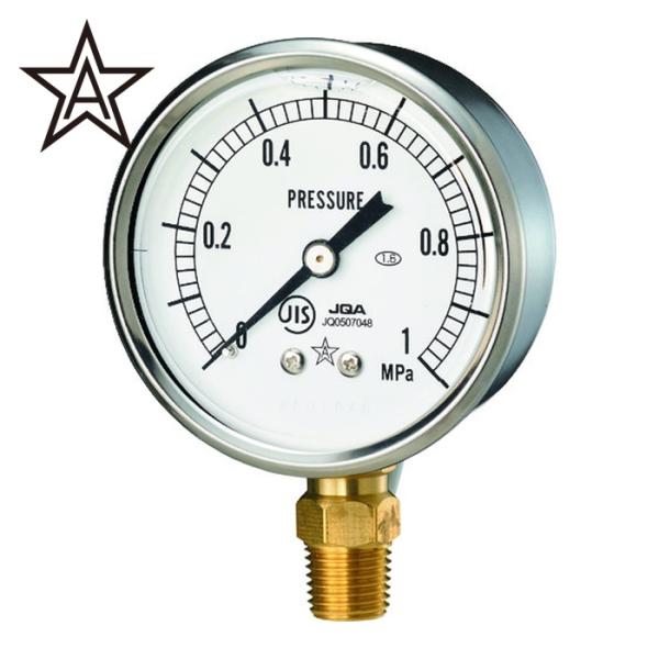 右下 グリセリン入圧力計|特長:グリセリン封入圧力計は激烈なる振動、脈動下において使用可能です。 油圧ポンプや加工機械などに取り付けます。 JIS B 7505・1規格品です。