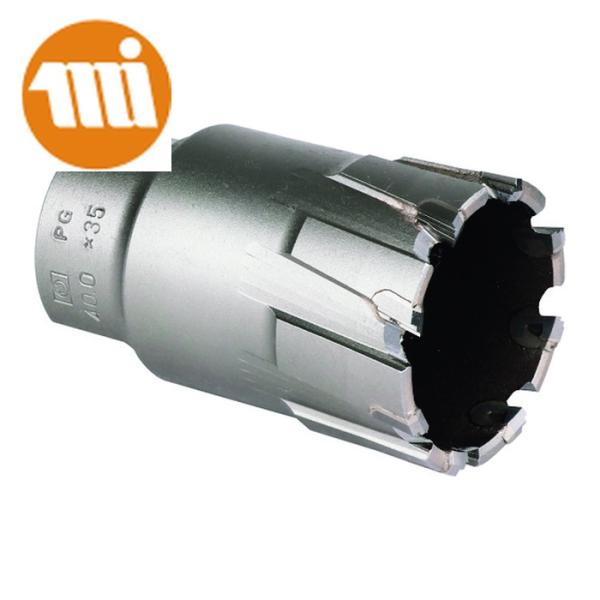 ミヤナガ 磁気ボール盤カッター|特長:機械取り付け部がねじタイプです。 独自の3分割刃先形状により、耐久性が大幅にアップしています。 センターピン式により、位置決めが正確にでき、切削片の排出もスムーズです。