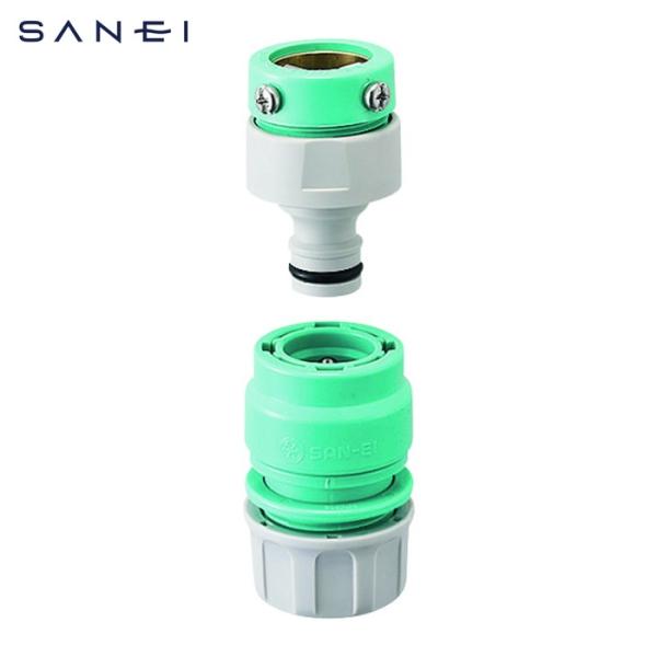 SANEI 蛇口用ニップル|特長:蛇口にビスで取り付ける散水ホース用の元口とジョイントのセットです。