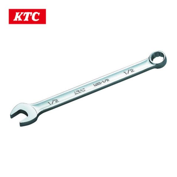 KTC インチ コンビネーションスパナ|特長:スパナ側ヘッド部は幅を極力小さく、力の加わる部分にボリュームを持たせ、従来のやり形を進化させたKTC独自の新やり形ヘッドです。 柄は中央にくぼみをもたせ、しなりに強く軽量化も図れる断面形状です。...