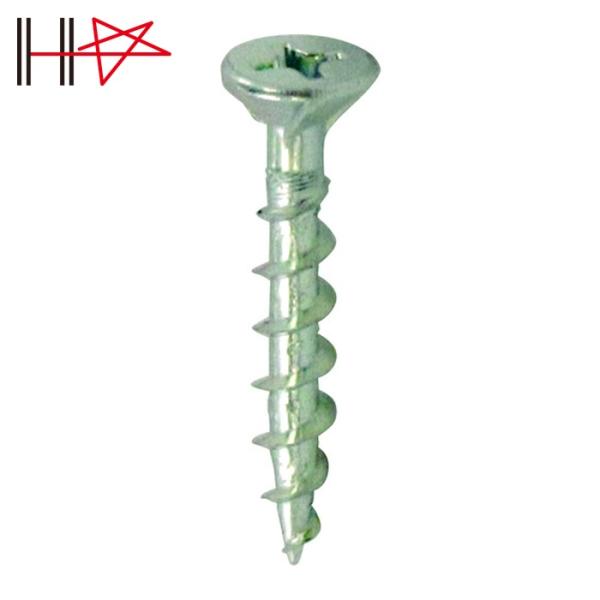 DAIDOHANT コーススレッドスクリュー|特長:最も一般的に使われている造作ビスです。 頭部下のフレキ加工で木材を切削し、頭浮きを防ぎます。