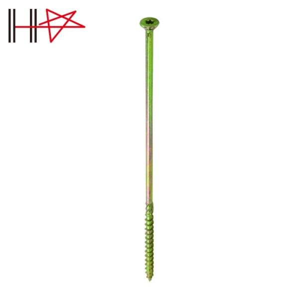 DAIDOHANT 木工用造作ビス|特長:ねじ部先端の特殊加工で下穴要らずの省施工です。 耐震リフォームや大規模化する木造建築物の様々な場面で活躍します。 木材にビスが円滑に入るようにワックスを塗っています。