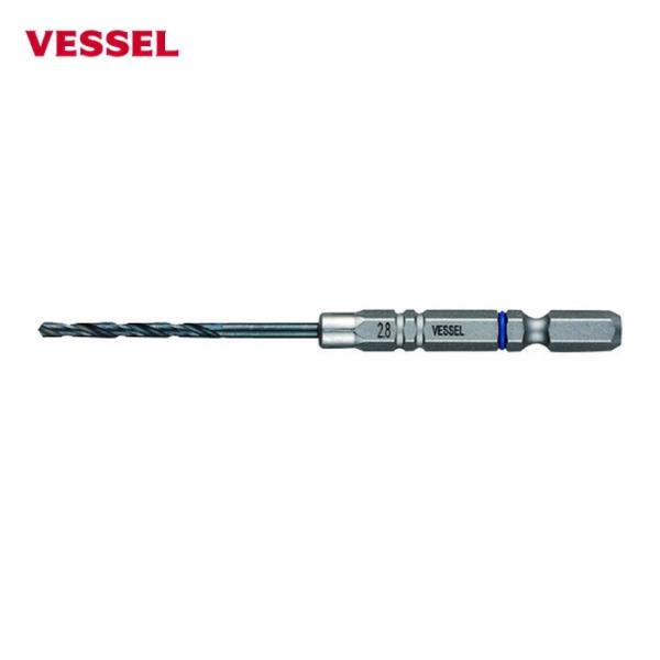 VESSEL ドリルセット|特長:クッションドリル(鉄工用)の3本組です。 芯振れ激減で高速穴あけができます。 食い付き性がよく、ポンチ(ドリルの先端が逃げないように穴の中心を決めるマーキング)が不要です。
