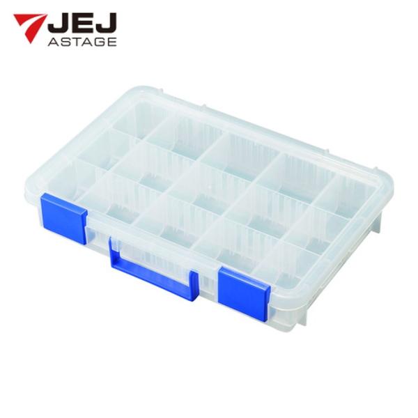 JEJアステージ パーツケース(樹脂製)|特長:用途に合わせて移動できる仕切り付きです。 細かいネジや部品などが取り出しやすい底部角のカーブ形状です。 移動、持ち運びに便利なハンドル付きです。