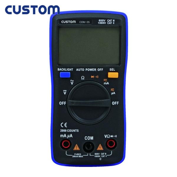 CUSTOM デジタルテスタ|特長:テストリード分離型としてはとても薄型です。 バックライト付で、暗い所でも安心です。 作業現場において頻度の高い機能を集約したスタンダードモデル・過電圧カテゴリ CATIII 600V対応で二次側の回路は勿...