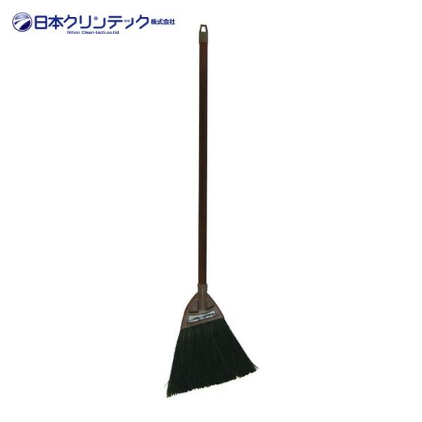 日本クリンテック ほうき|特長:穂はしなやかな黒シダを使用し、屋外の細かいチリゴミの掃除に適しています。 中柄タイプ仕様で腰を屈めず楽な姿勢で掃けます。
