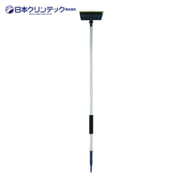 日本クリンテック デッキブラシ|特長:通水タイプなので、ホースに直接繋いで、水を流しながら掃除ができます。 大量の水で埃や泥をブラシしながら流せます・水切り付きです。 内径15ミリホースをご使用ください。