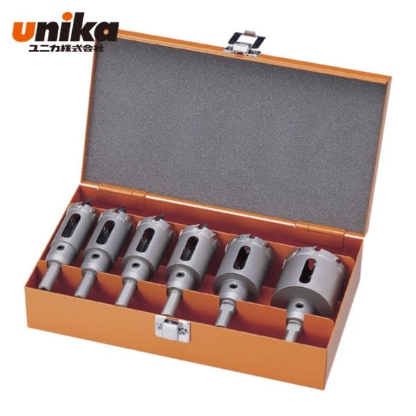 UNIKA ハイスホールソー|特長:安全ストッパー(ツバ)を排除しているため、貫通作業に適しています。 ハードな使用にもチップ飛びしにくい3枚組刃を採用しています。