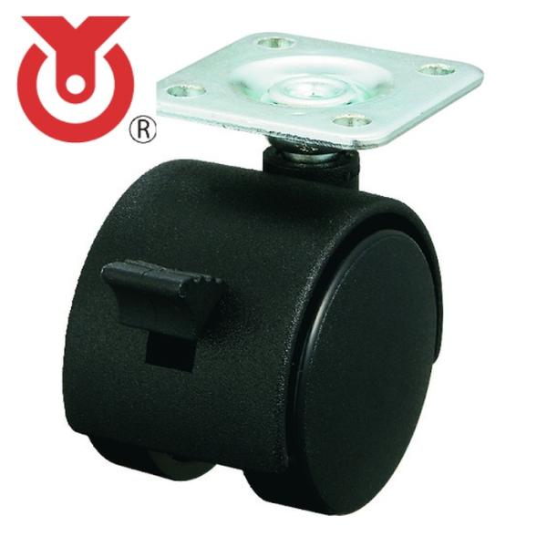 ユーエイ ねじ込み式双輪キャスター(ナイロン車)|特長:一般的な双輪キャスターで小型かつ軽量です。