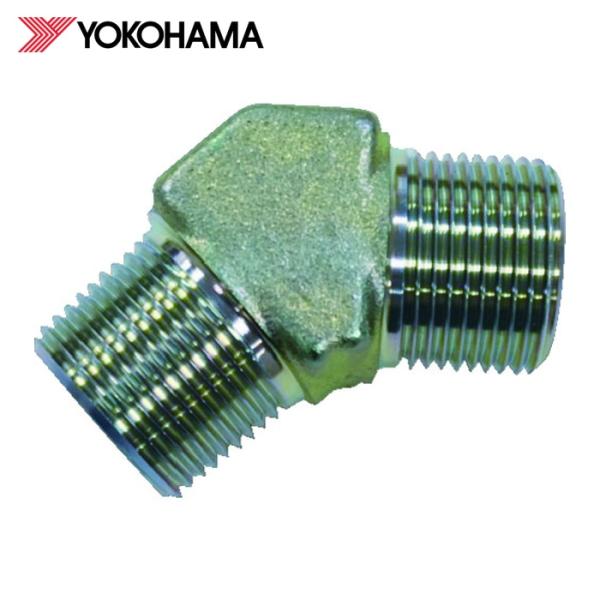 横浜ゴム 油圧ホース用コネクター|特長:R(PT)・G(PF)(メスシート)のオス45°エルボです。