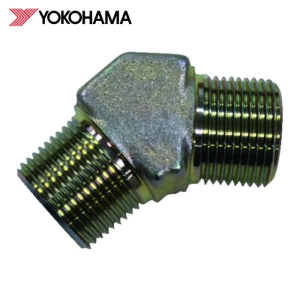 横浜ゴム 油圧ホース用コネクター|特長:R(PT)・G(PF)(メスシート)のオス45°エルボです。