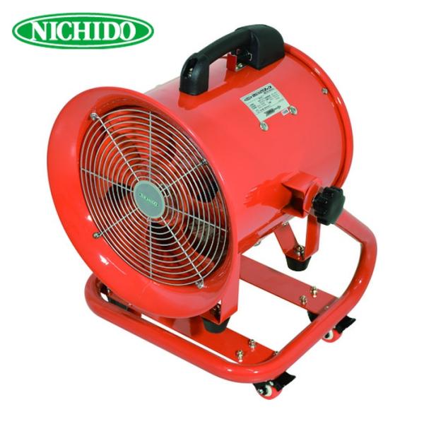 NICHIDO 送風機(設置型)|特長:省エネ・低騒音タイプです。 ストッパー付キャスターです。