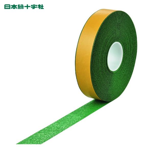 緑十字 ラインテープ|特長:反射と滑り止め機能を備え、屋外のアスファルトやコンクリートにも使用できる耐久性に優れたラインテープです。 再帰反射タイプなので、夜間でもよく目立ちます。