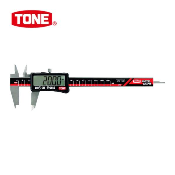 TONE デジタルノギス|特長:防水・防塵性能を備えたデジタルノギスです。 見やすい大型液晶画面にデジタルで測定値を表示します。