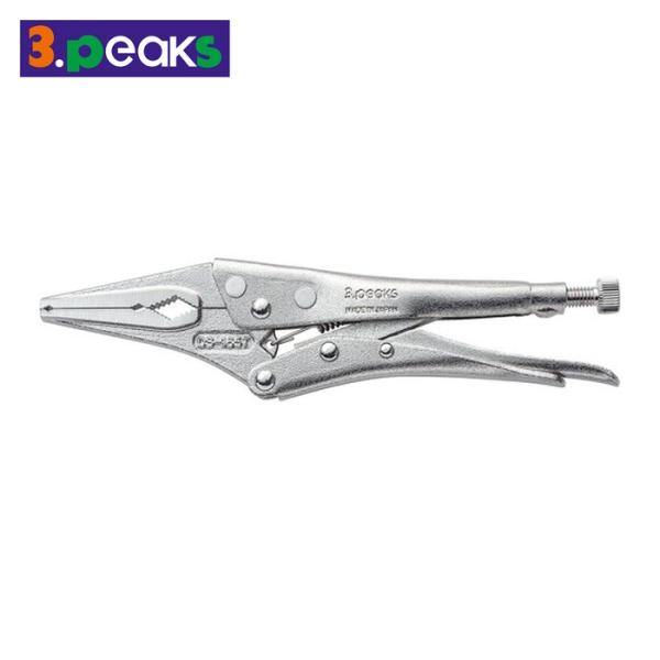 スリーピークス 小ねじプライヤー|特長:ねじ頭をつかんだ後、固定できるロック付です。 先端が細長いので、狭い場所で使用できます。 トラスねじにも対応した新設計のたて溝です。