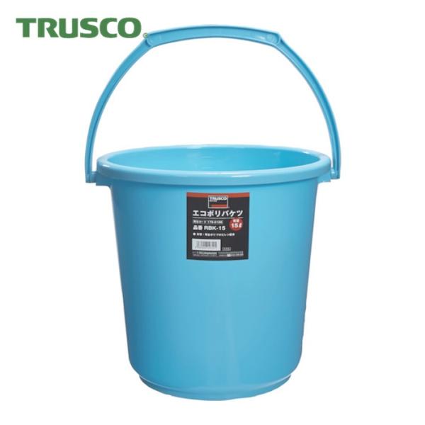 TRUSCO バケツ|特長:環境型社会に対応する再生樹脂を使用しています。 内側に1L毎に目盛が付いています。 再生ポリプロピレン60%配合しています。