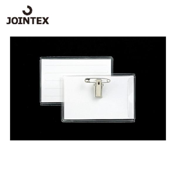 JTX 名札|特長:安全ピンとクリップの両用タイプ名刺型名札です。 落下防止カバー付。 横から出し入れできます。
