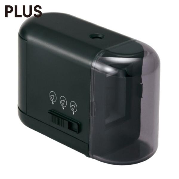 PLUS 鉛筆削り|特長:乾電池式鉛筆削りです。 芯先径調整(6段階)が可能です。