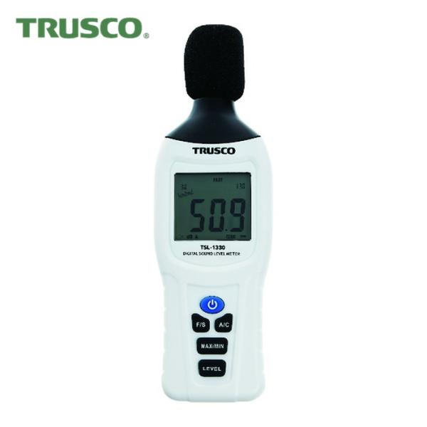 TRUSCO 騒音計|特長:音圧レベルをオートレンジおよびマニュアルレンジ操作で30dBから130dBまで測定可能です。 周波数特性:A特性/C特性、動特性:FAST/SLOW切替可能です。 ホールド機能搭載、アナログ表示付です。