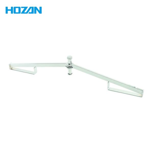 HOZAN 二輪車整備工具|特長:ハブのオーバーロックナット寸法のセンターと組み上がったリムのセンターが一致しているかをチェックするゲージです。 センターボルト(A)をハブのロックナットに合わせ、リムを本体が密着する位置で、ロックボルト(B...