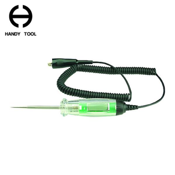 日平 検電器|特長:LCDディスプレーが内蔵されており、電圧を表示します。 +赤・緑と色が変わり極性が一目で分かります。 測定電圧はDC6V~48Vと広く、バイクから大型トラックまで対応します。