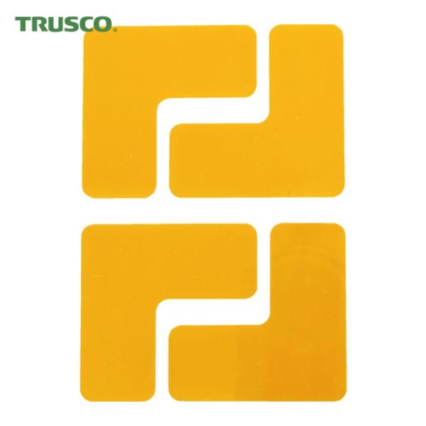 TRUSCO ラインテープ|特長:必要数分を購入可能にした1シート入りの商品です。 丈夫なフィルムと強力な粘着剤で破れや剥がれが少なく、取り換えの際には剥がしやすいテープです。 フォークリフトやパレットの擦れによる破れやはがれをコーナー表示...