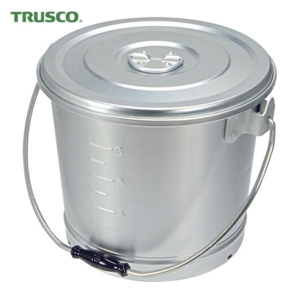 TRUSCO アルミバット|特長:目盛付ですので計量用に便利、匂い移りもありません。 フタ付の丈夫なバケツ型容器です。