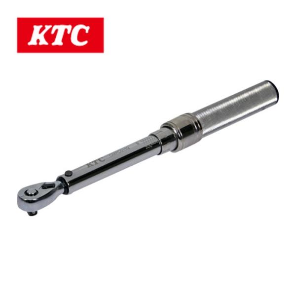 KTC トルクレンチ(プレセット形)|特長:トルク値の設定操作を行いやすく、ローレット加工で滑りにくいグリップです。 ラチェットヘッド部にはリペアキットを設定しています。